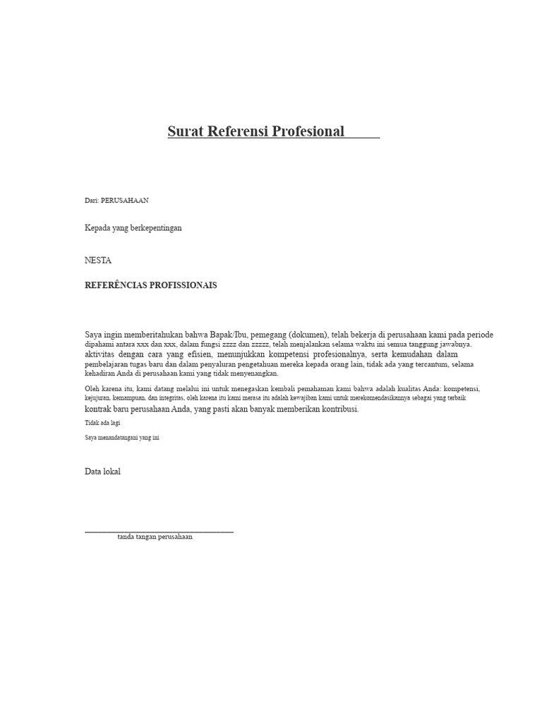 Model Surat Referensi | PDF