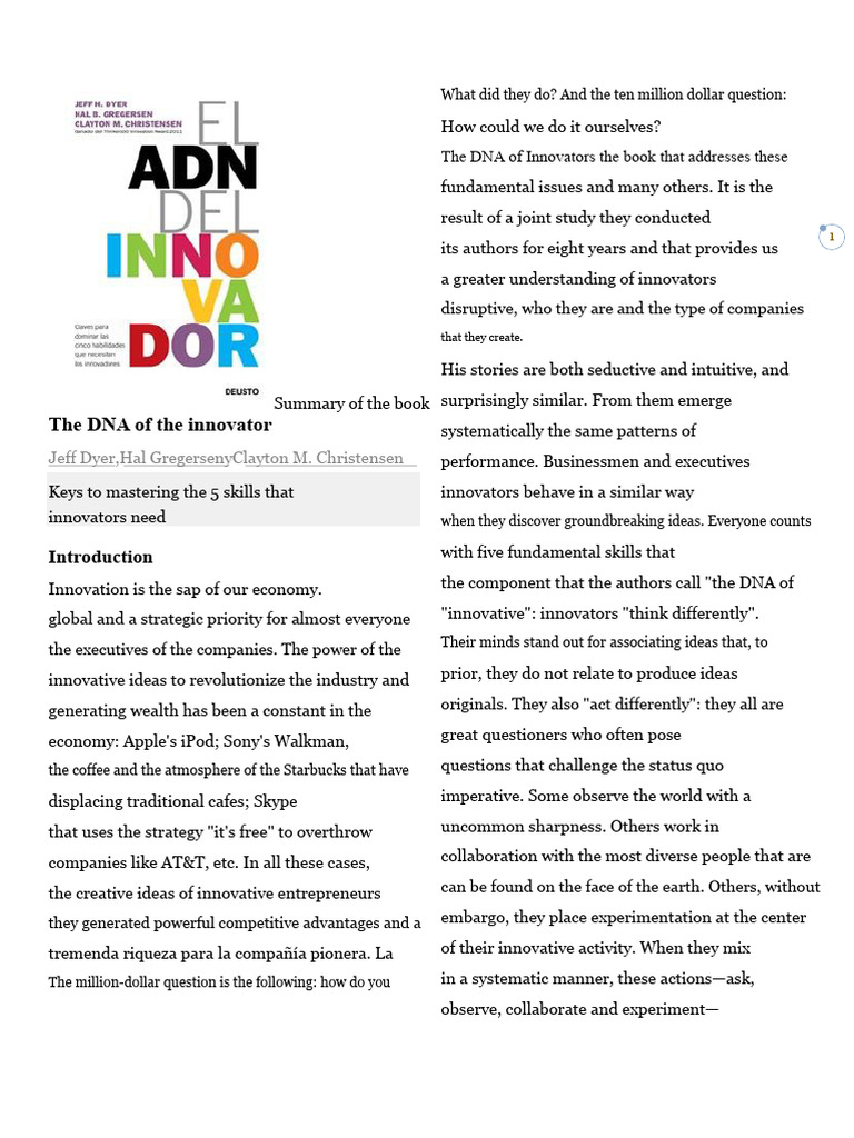 The DNA of the innovator | PDF | Innovation | Knowledge
