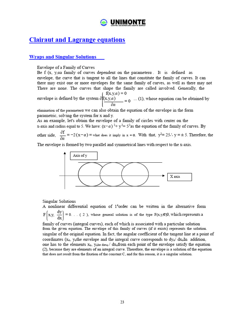 Clairaut and Lagrange Equations Explained | PDF | Curve | Equations