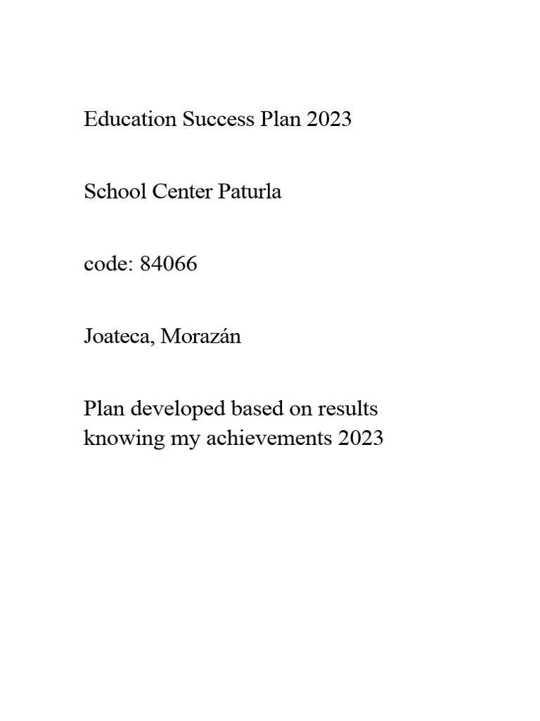 Educational Success Plan 2023 | PDF | Evaluation | Arithmetic