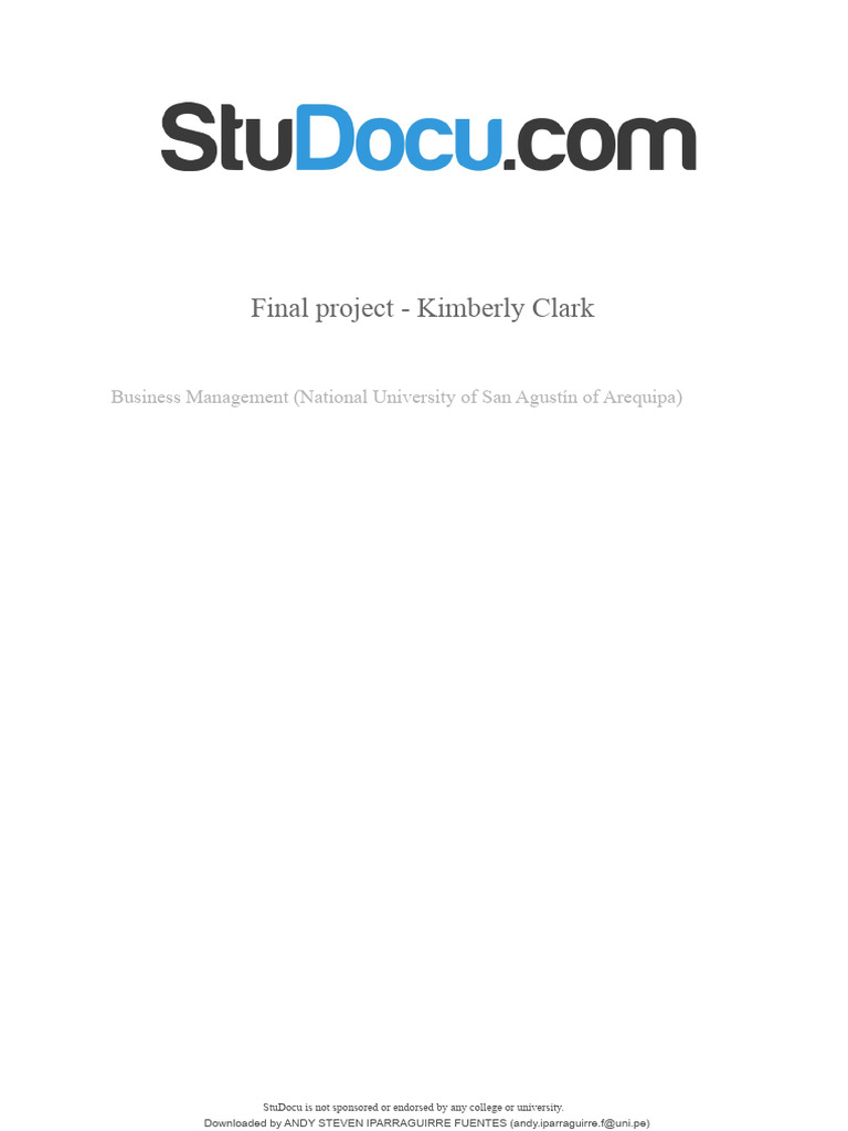 Kimberly Clark Final Project Overview | PDF | Paper | Pulp (Paper)