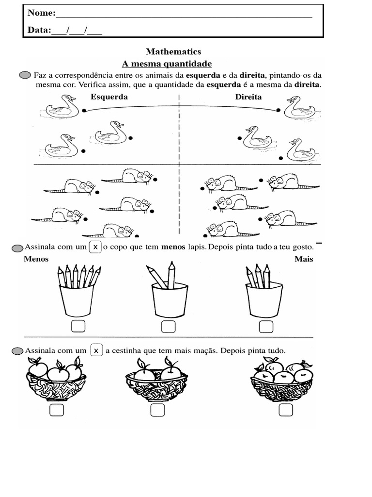 1st Year Math Worksheets | PDF