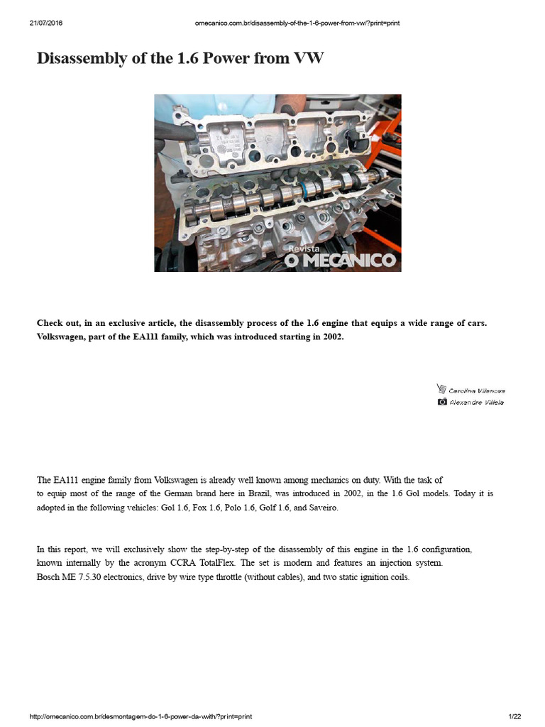 Disassembly of The EA 111 Engine | PDF | Belt (Mechanical) | Internal ...