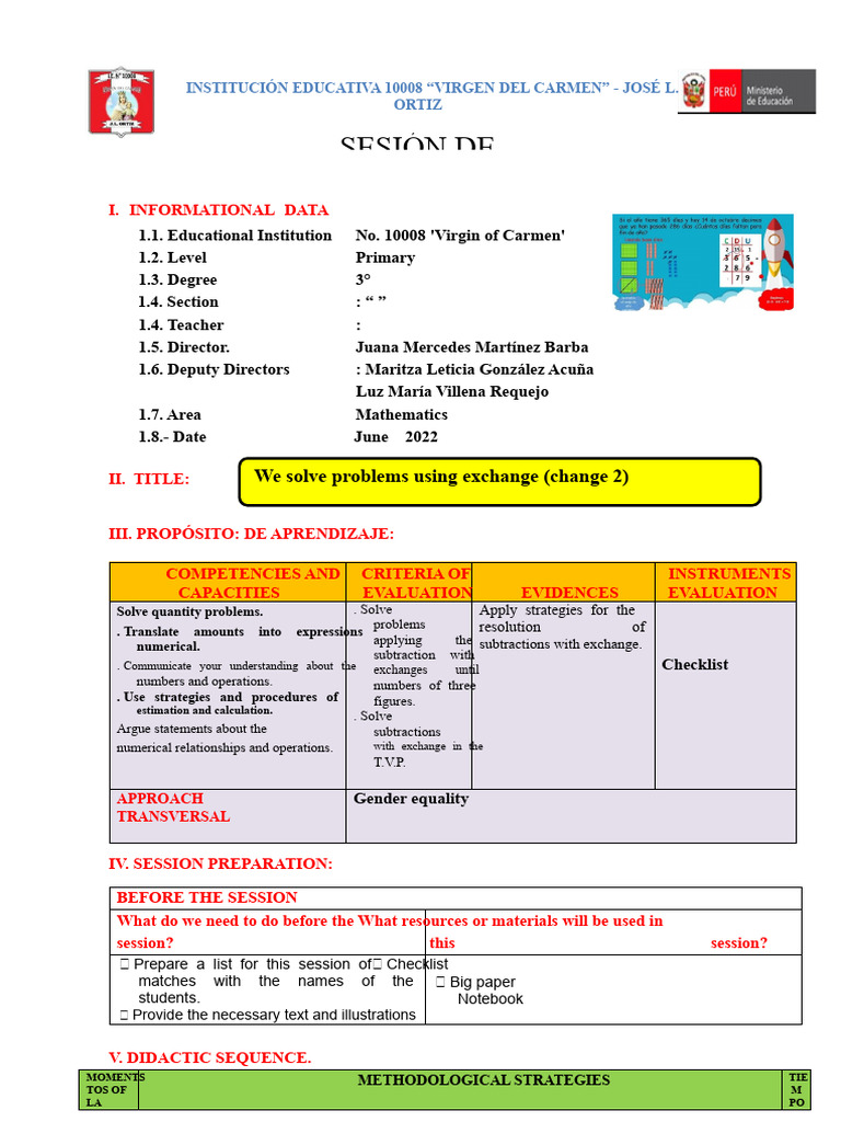 SESSION - MATHEMATICS - We solve problems WITH EXCHANGE 02-10-7-22 ...