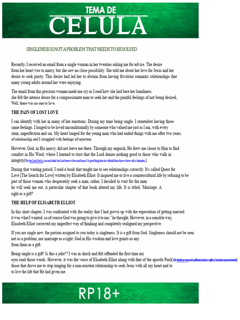 Being Single Is Not A Problem | PDF | Love | God In Christianity
