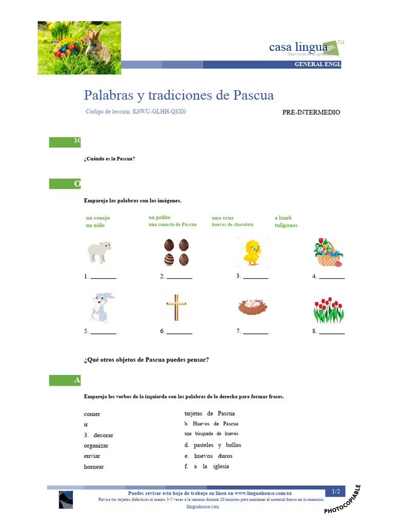 Palabras y Tradiciones de Pascua | PDF | Pascua de Resurrección