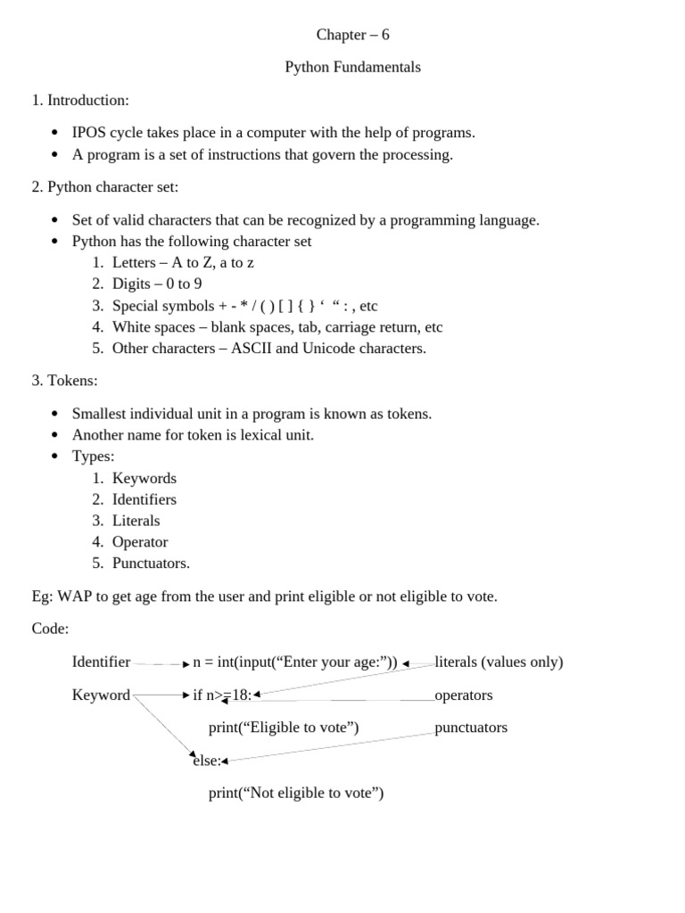 Ch - 6 Python fundamentals G11 | PDF | Integer (Computer Science ...