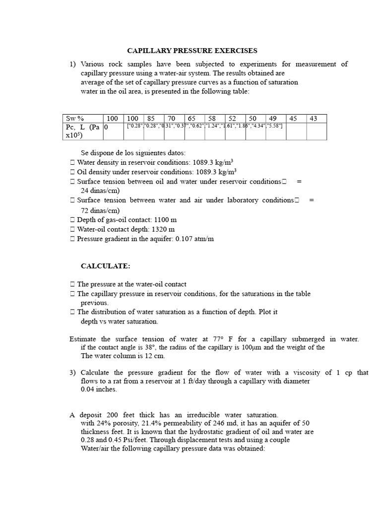 Capillary Pressure Measurement Techniques | PDF | Petroleum Reservoir ...