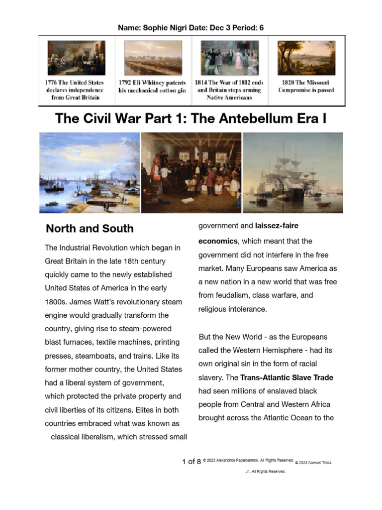 _Civil War Worksheet | PDF | Slavery In The United States | Slavery