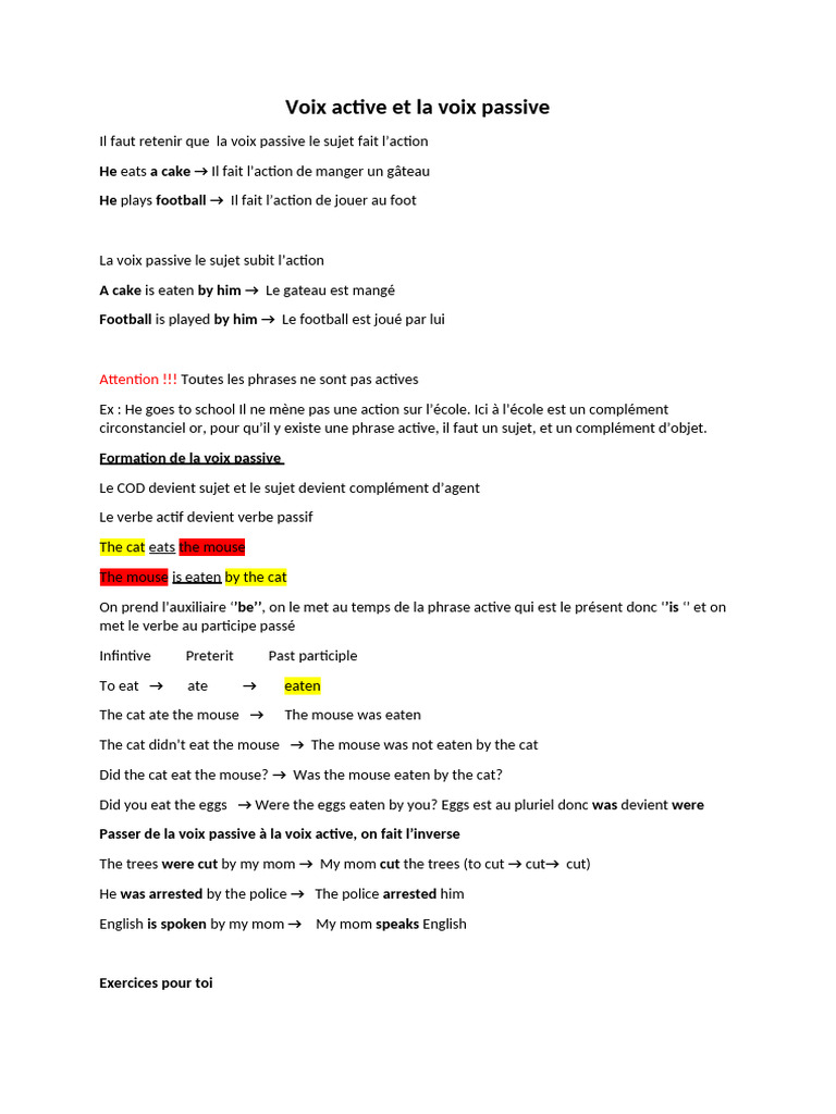 Voix active et passive expliquées | PDF