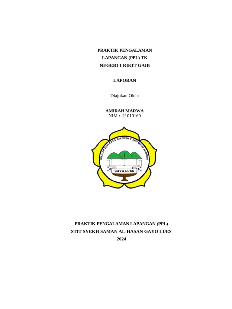 Laporan PPL di TK Negeri 1 Rikit Gaib | PDF