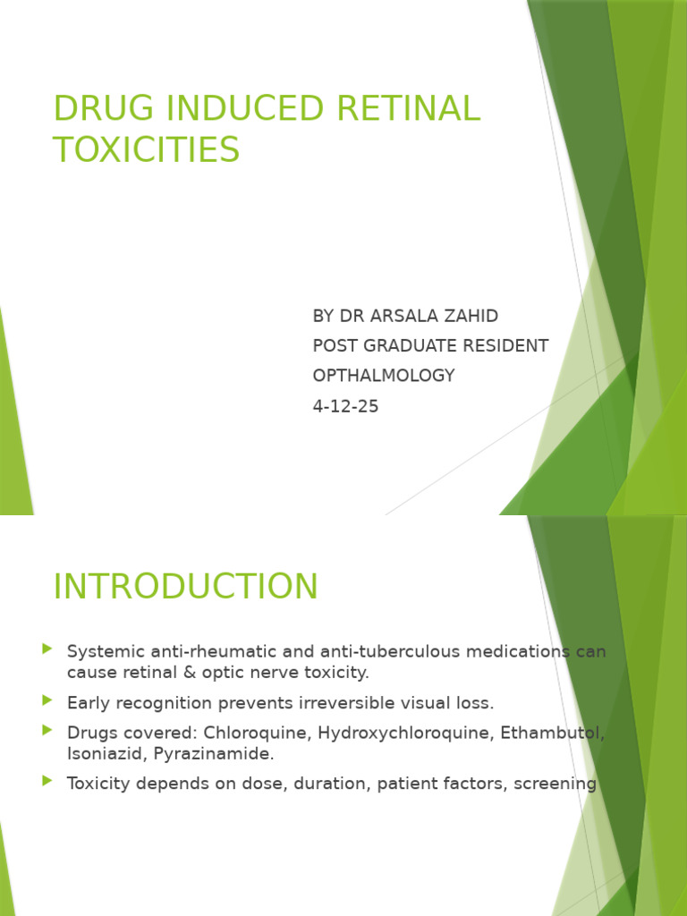 Ocular Toxicity Presentation | PDF | Dose (Biochemistry) | Chemistry