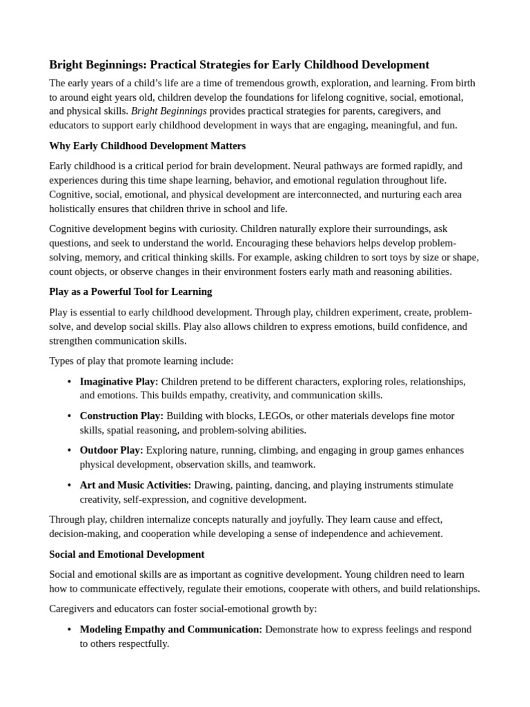 Early Childhood Development Strategies | PDF | Child Development ...