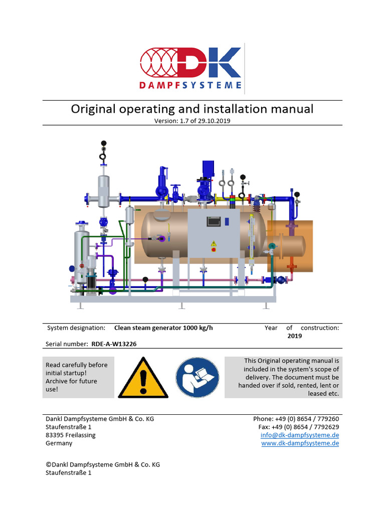 Clean Steam Generator Manual RDE-A-W13226 | PDF | Boiler | Personal ...
