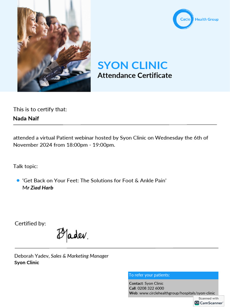 Syon Clinic Webinar on Foot & Ankle Pain | PDF