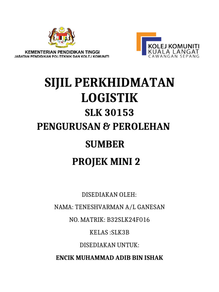 Muka Depan Mini Projek | PDF