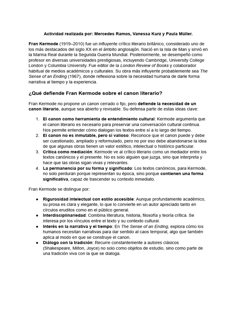 Frank Kermode - Critica | PDF | Crítica literaria | Educación en artes ...
