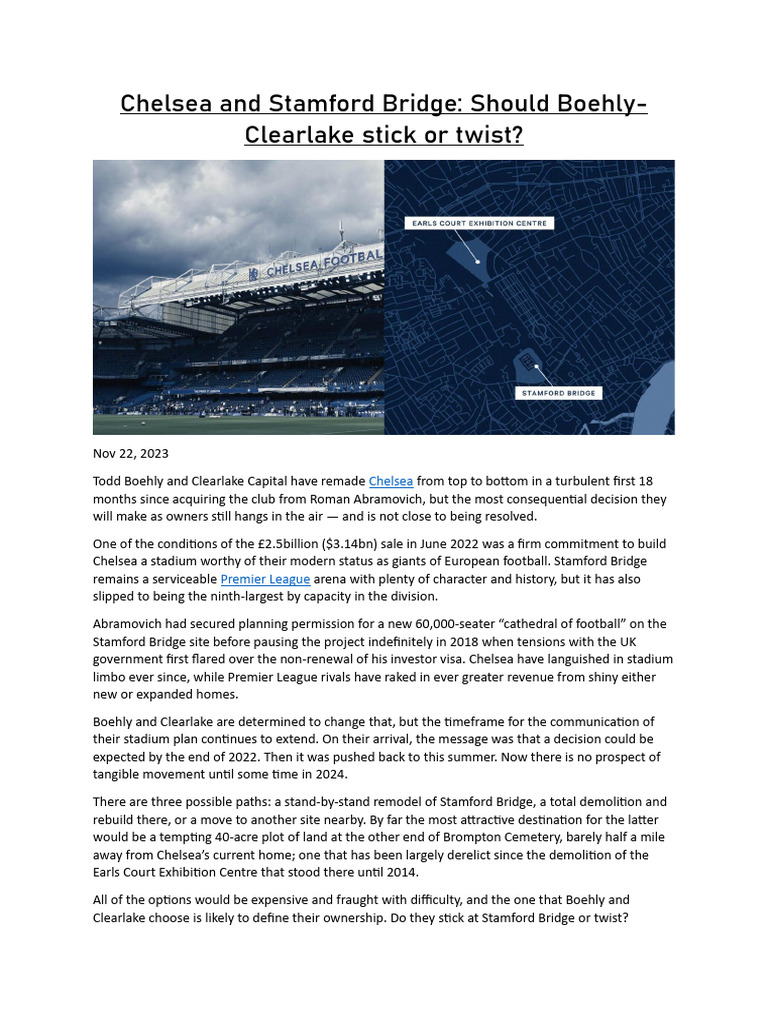 Chelsea and Stamford Bridge | PDF | Chelsea F.C. | Tottenham Hotspur F.C.