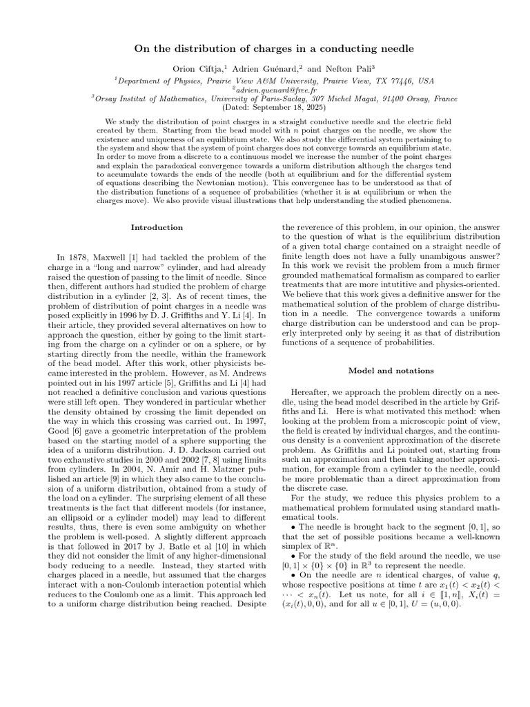 On the Distribution of Charges in a Conducting Nee | PDF | Limit ...