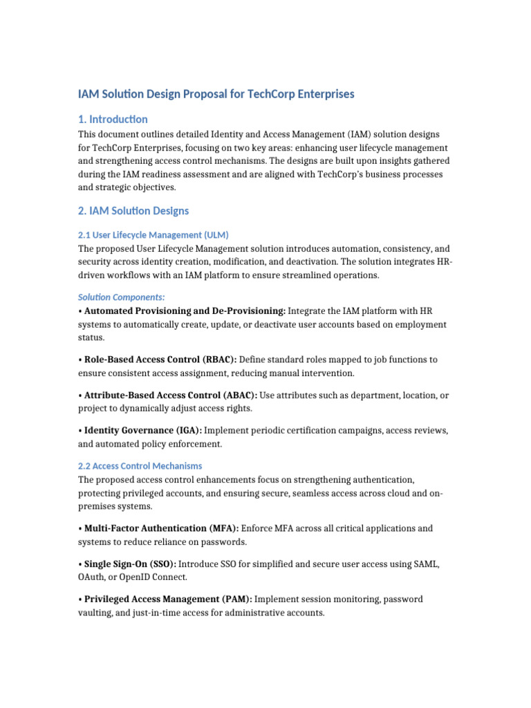 IAM Solution Design for TechCorp Enterprises | PDF | Security ...