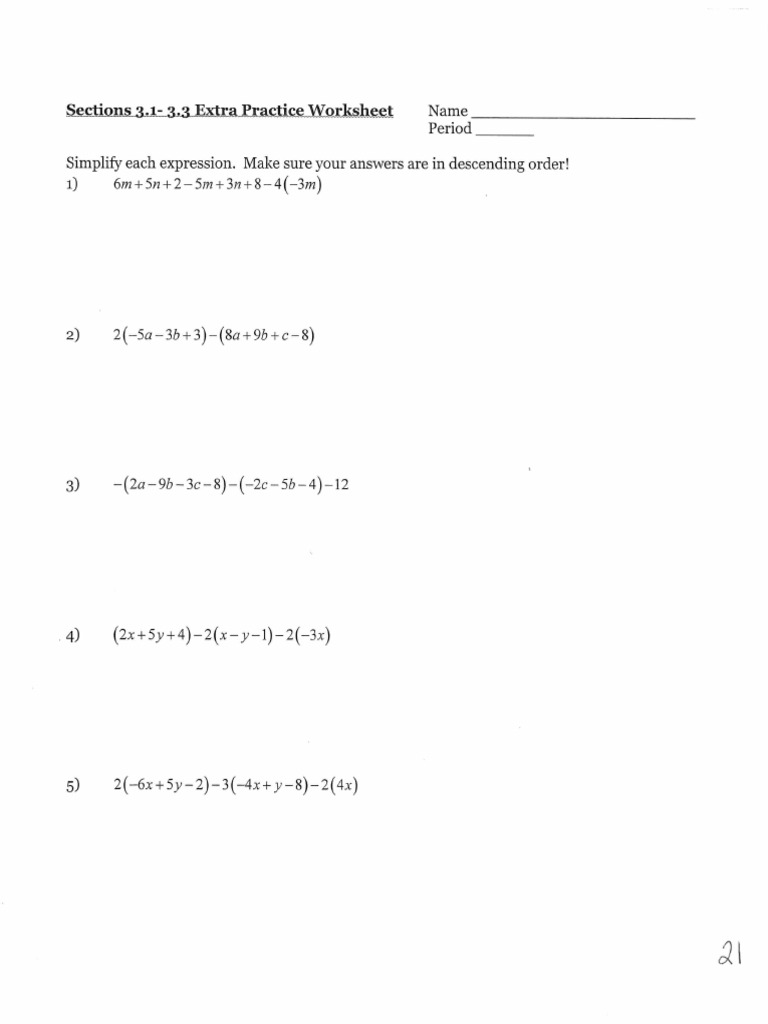 Extra Practice: Simplifying Expressions | PDF