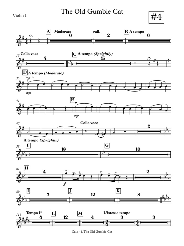 Cats - 04 The Old Gumbie Cat - String Parts | PDF | Musical Forms ...