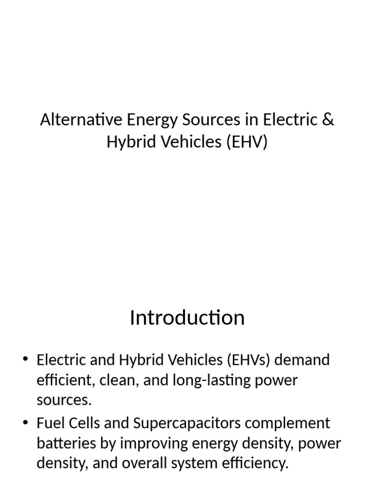 Alternative Energy Sources EHV Presentation | PDF | Fuel Cell ...