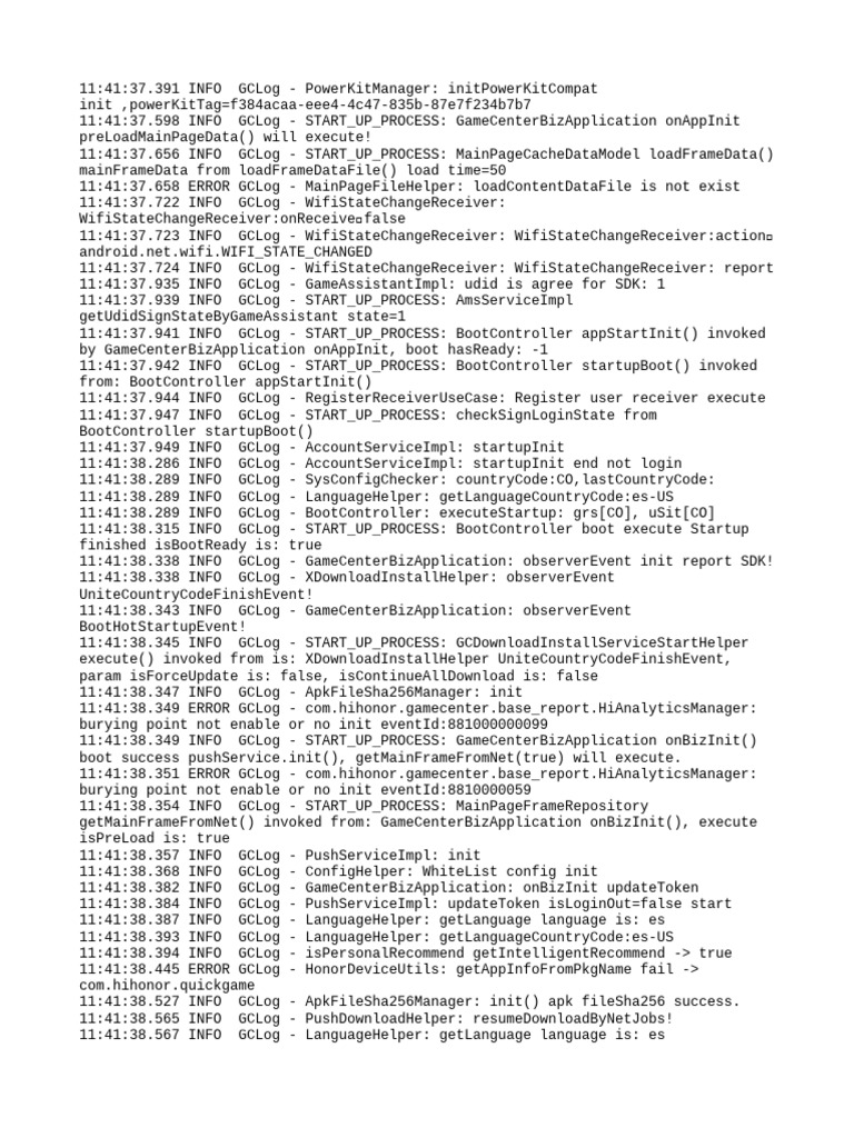 Game Center Initialization Log Analysis | PDF | Software | Computing