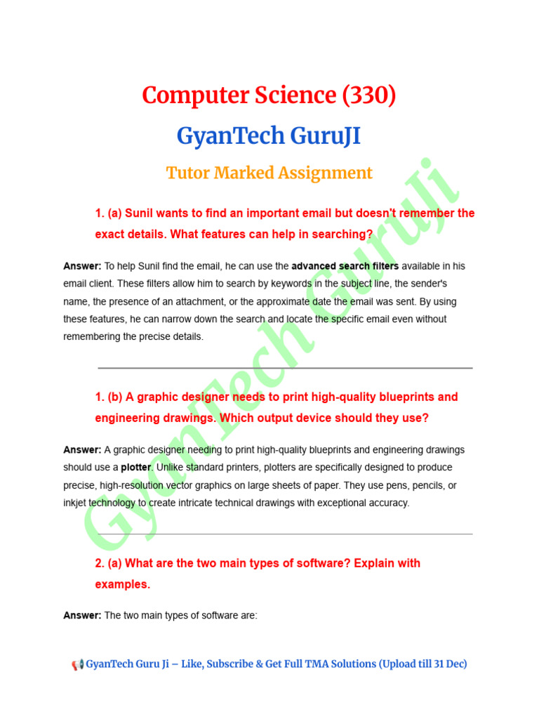 Computer Scince Do One Ques Either A or B | PDF | Operating System ...