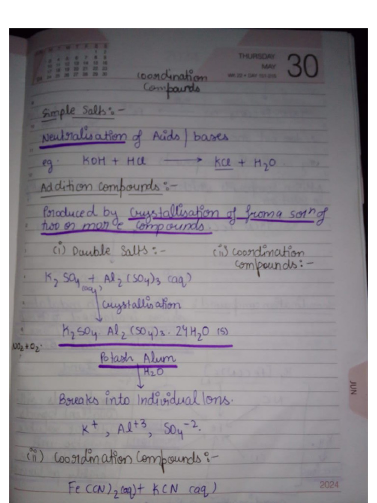 Coordination Compounds Notes | PDF