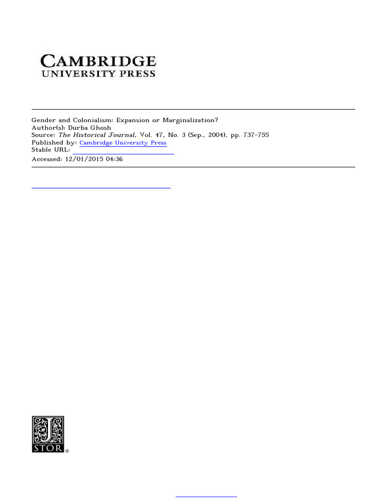2 Durba Ghosh Gender and Colonialism | PDF | Feminism | Gender Studies