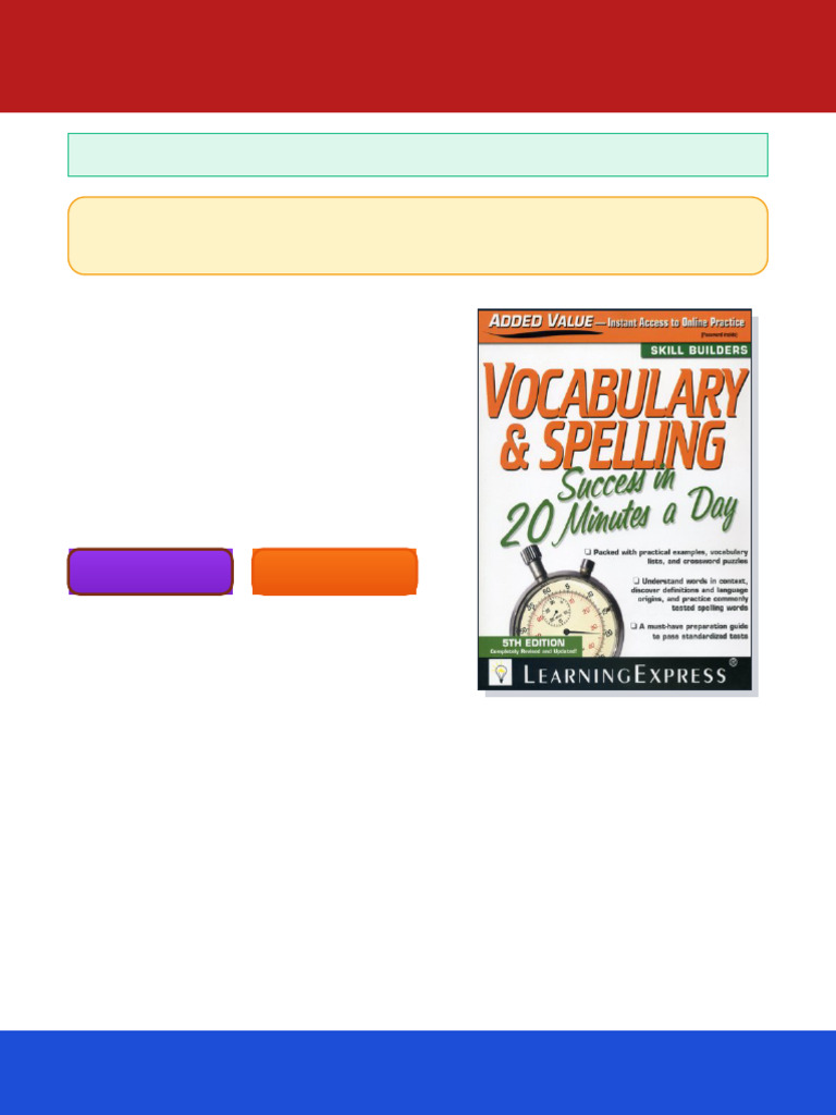 Vocabulary Spelling Success in 20 Minutes A Day 5th Edition Skill ...