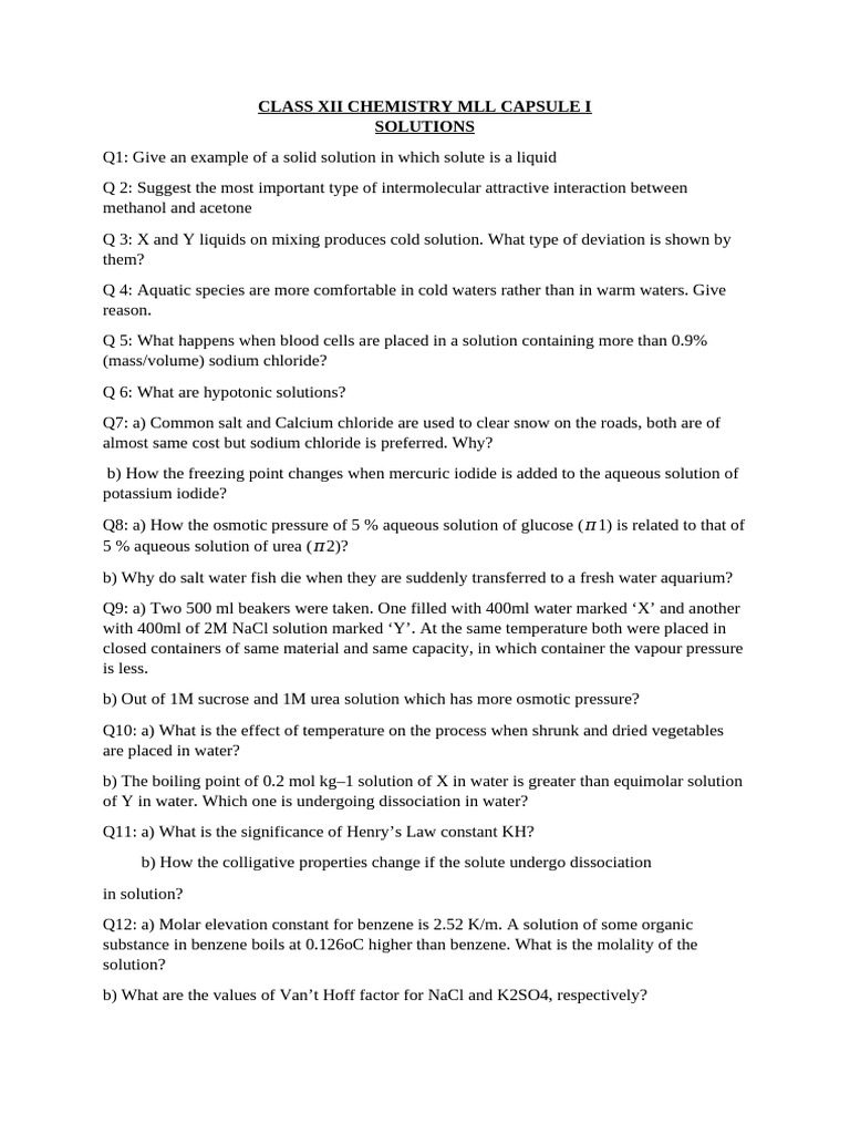 MLL Capsule 1 Class Xii | PDF | Reaction Rate | Coordination Complex
