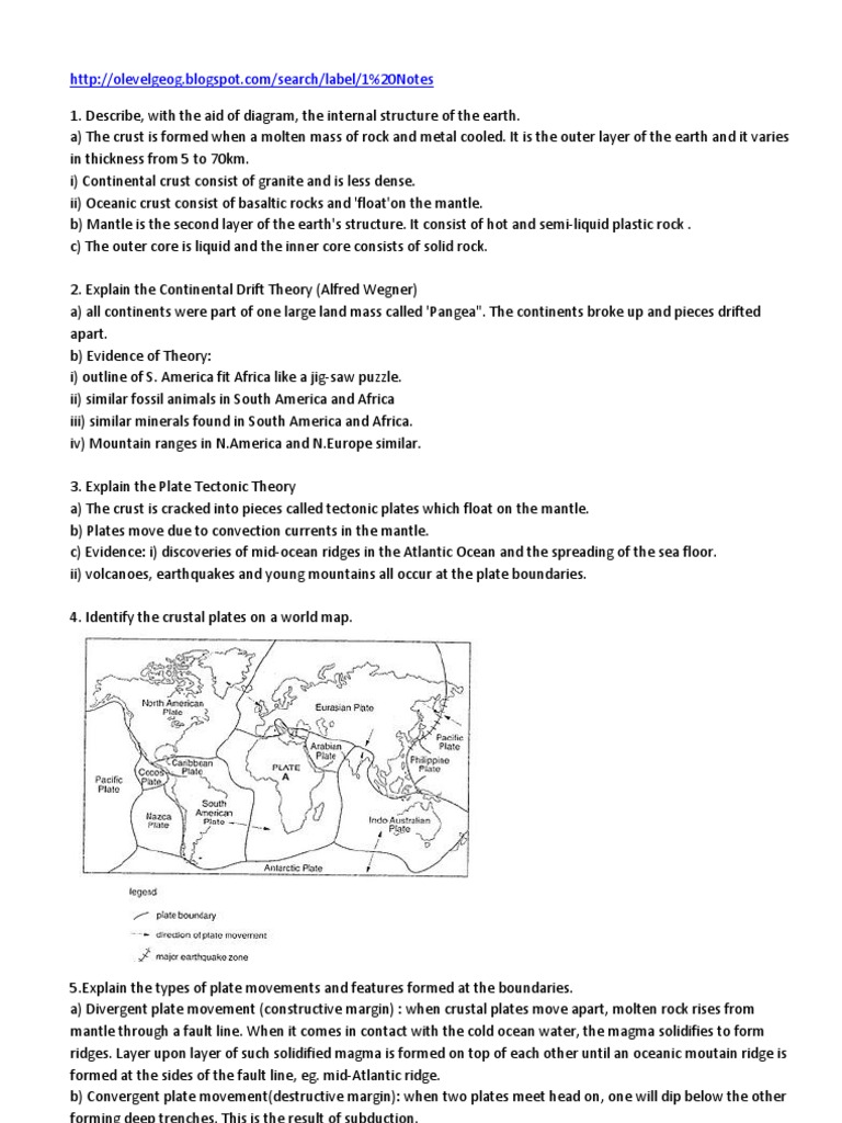 Geography Plate Tectonics Notes | PDF | Plate Tectonics | Volcano