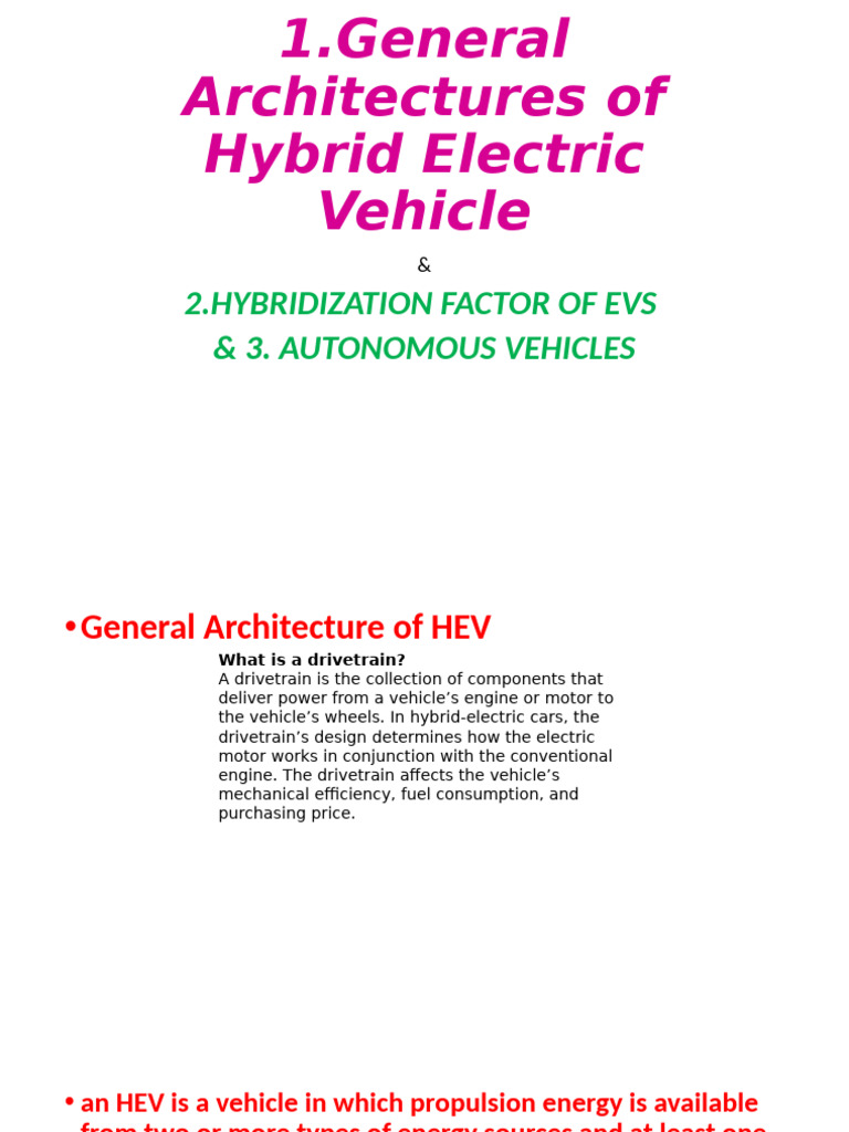 Hybrid Electric Vehicle Architectures | PDF | Hybrid Vehicle | Hybrid ...