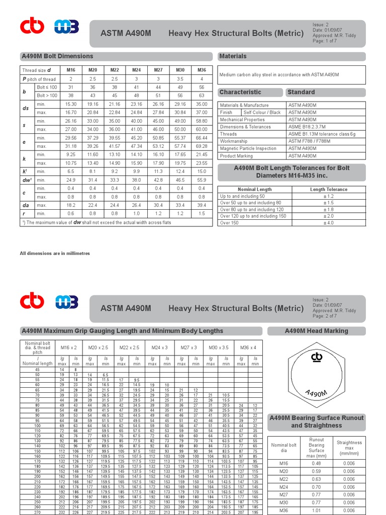 Astm A490m Inner | PDF | Screw | Metalworking