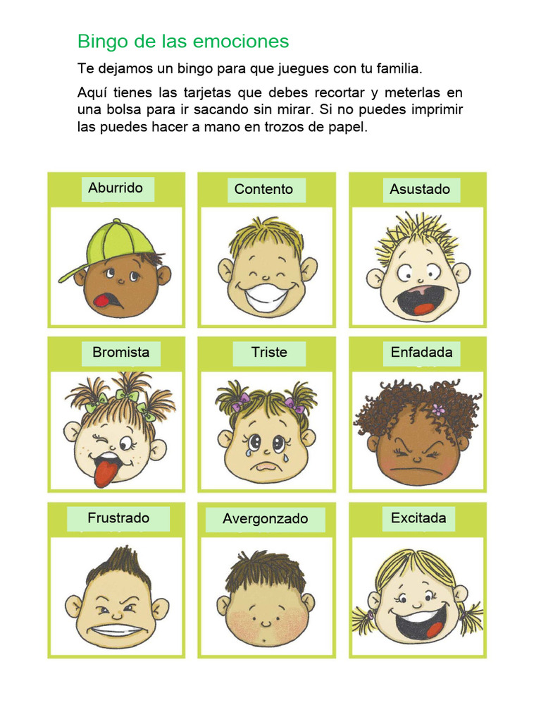 Bingo de Las Emociones | PDF