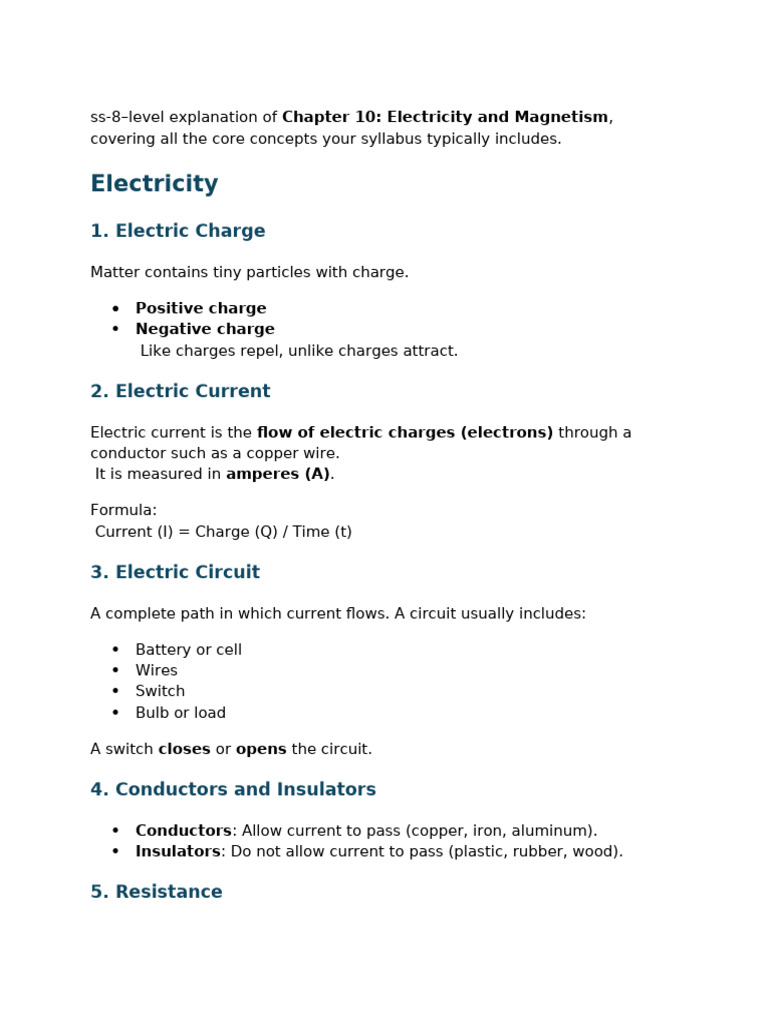 Electricity and Magnetism Explained for 8th Grade | PDF | Electric ...