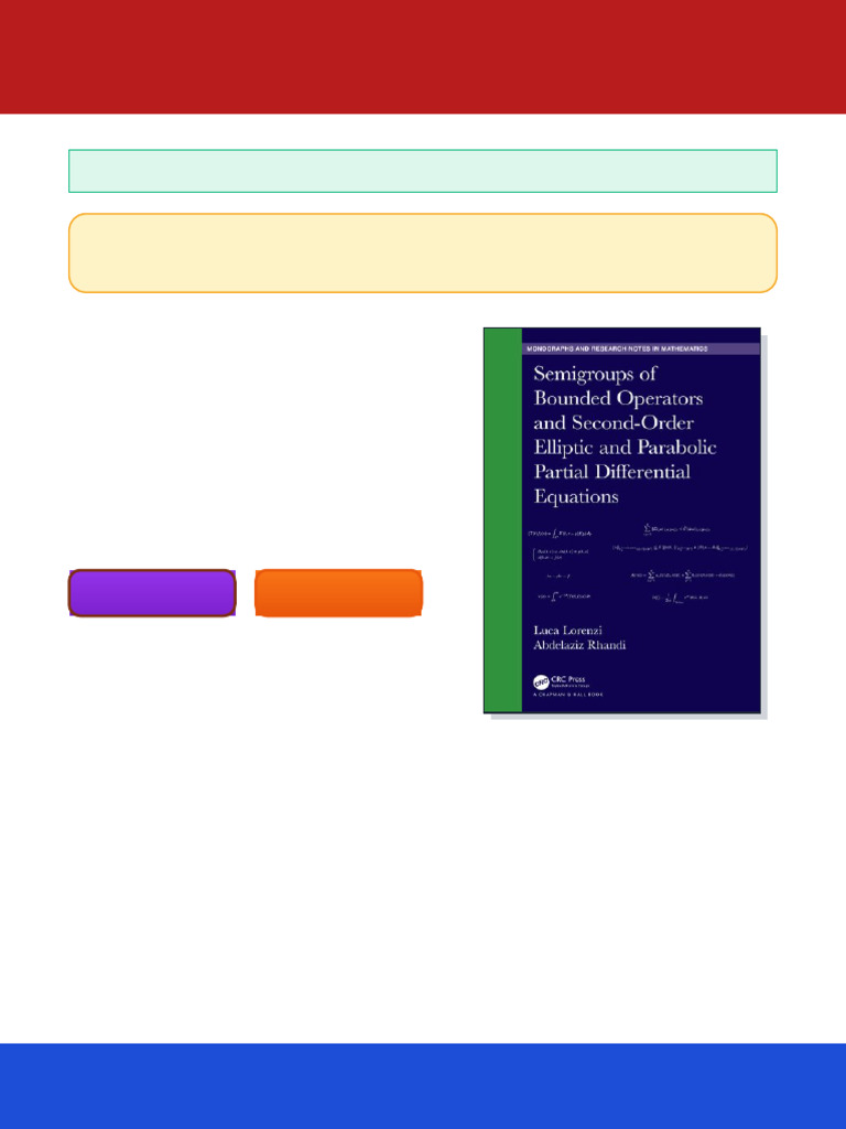 Semigroups of Bounded Operators and Second-Order Elliptic and Parabolic Partial Differential ...