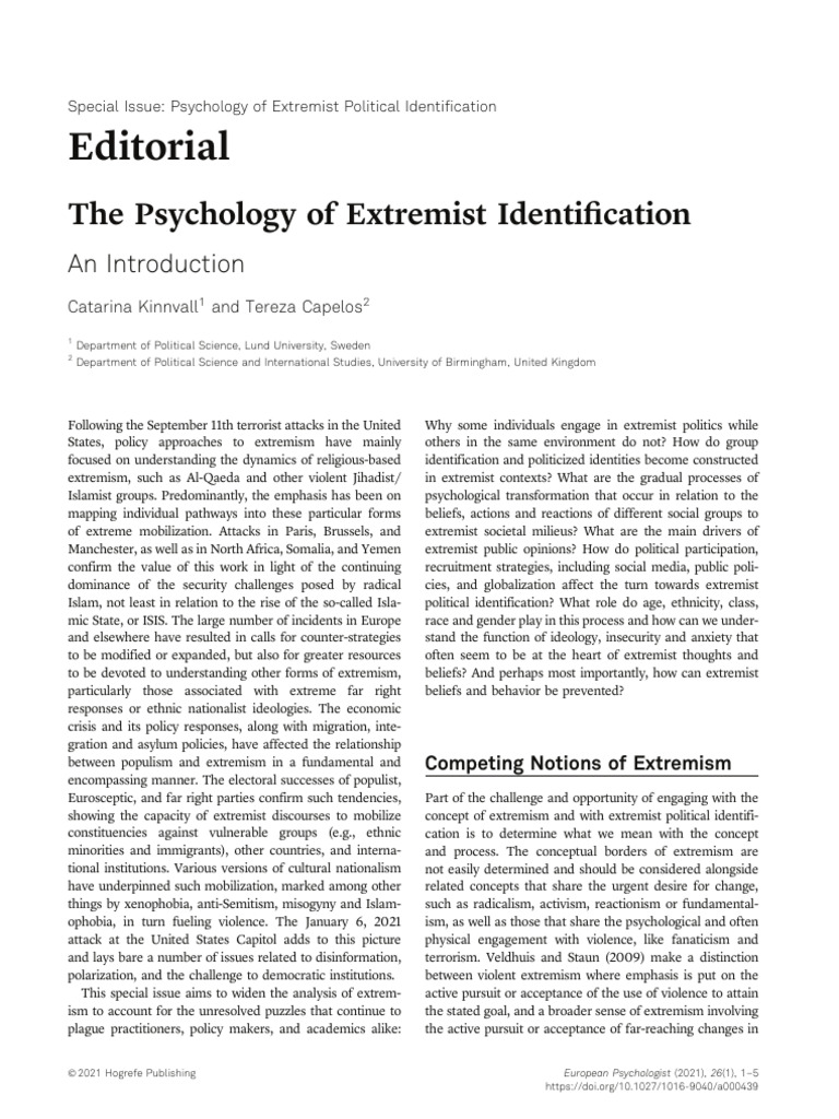 Understanding Extremist Political Psychology | PDF | Extremism | Violence
