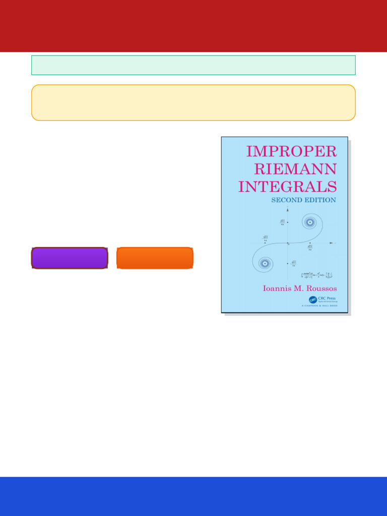 Improper Riemann Integrals 2nd Edition Ioannis M. Roussos Ebook Always Available | PDF | Complex ...