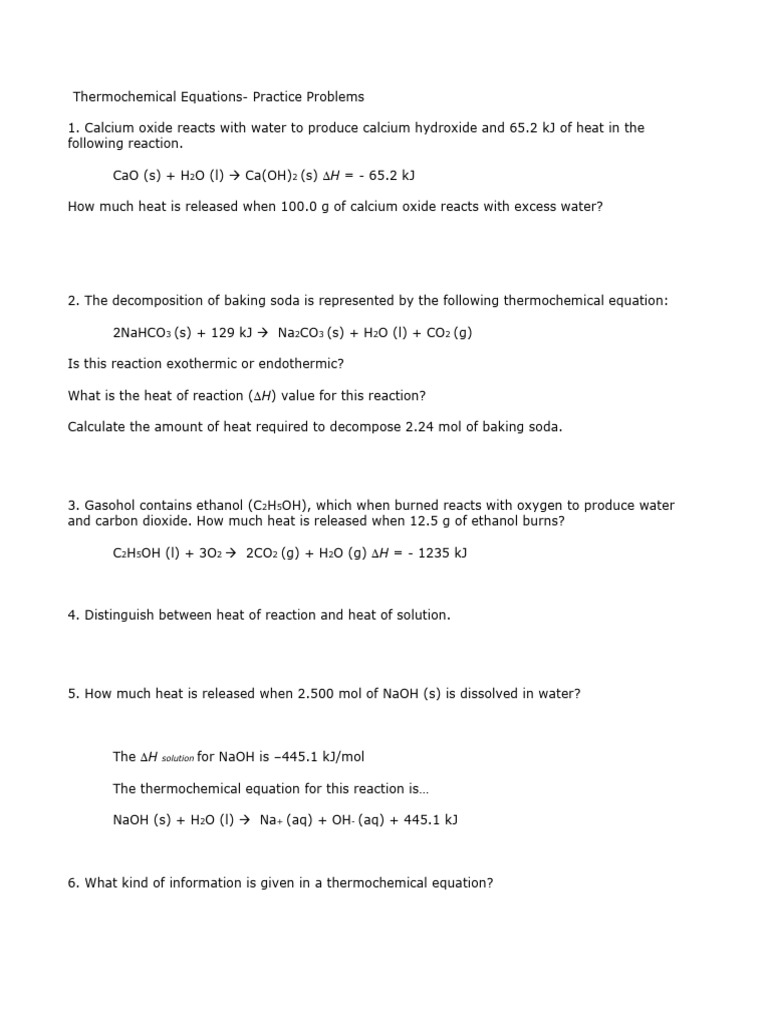 Thermochemical Equations1 | PDF