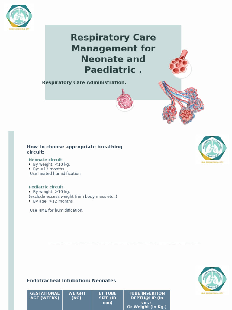 Respiratory Care Management For Neonate and Paediatric | PDF | Diseases ...