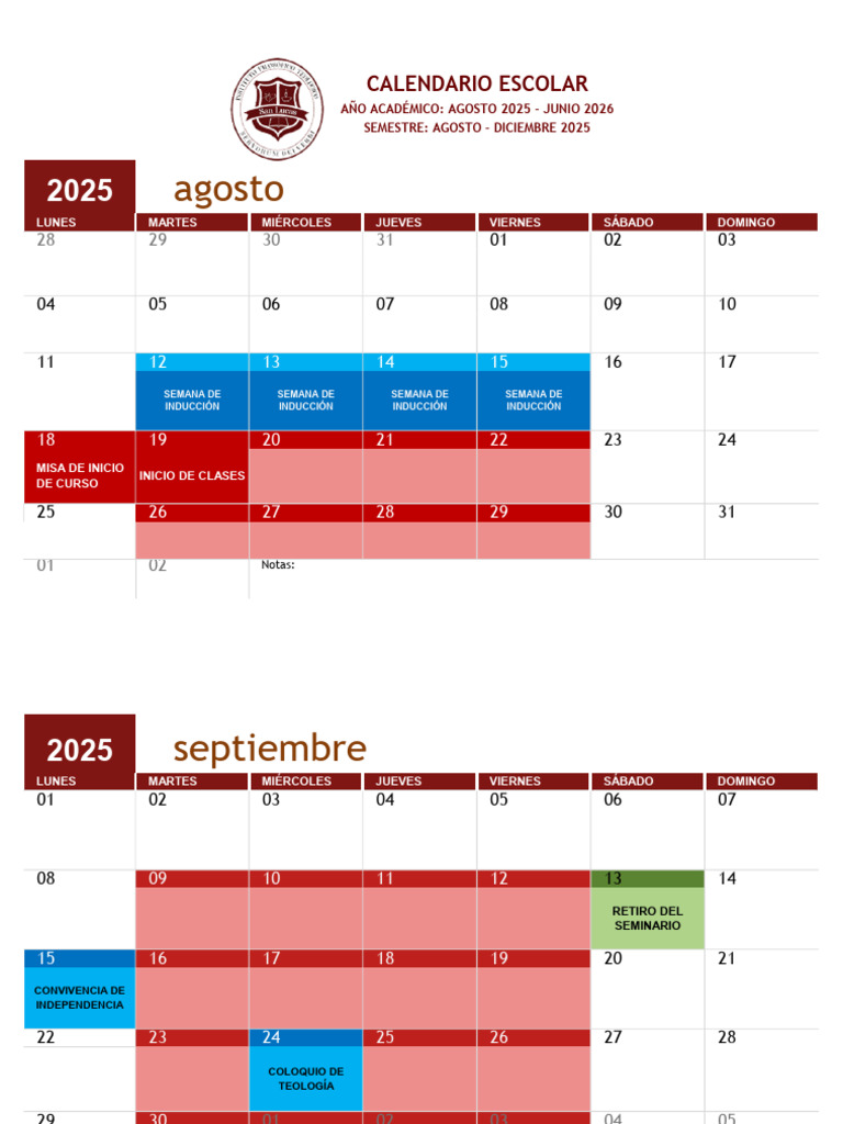 Calendario Escolar 2025-2026 | PDF