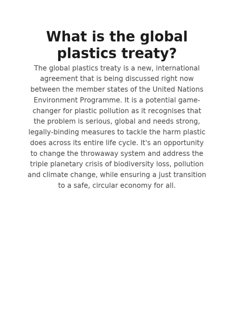 Global Plastics Treaty Explained | PDF
