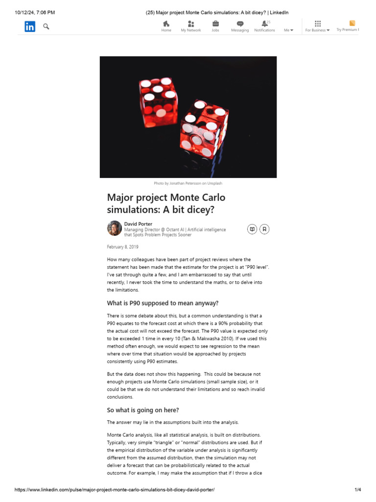 Understanding P90 in Monte Carlo Simulations | PDF | Probability ...