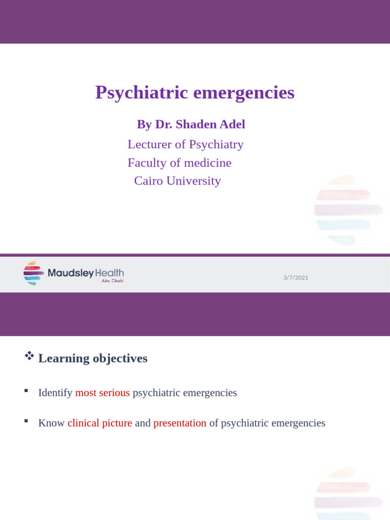 Understanding Psychiatric Emergencies | PDF | Dissociation (Psychology ...