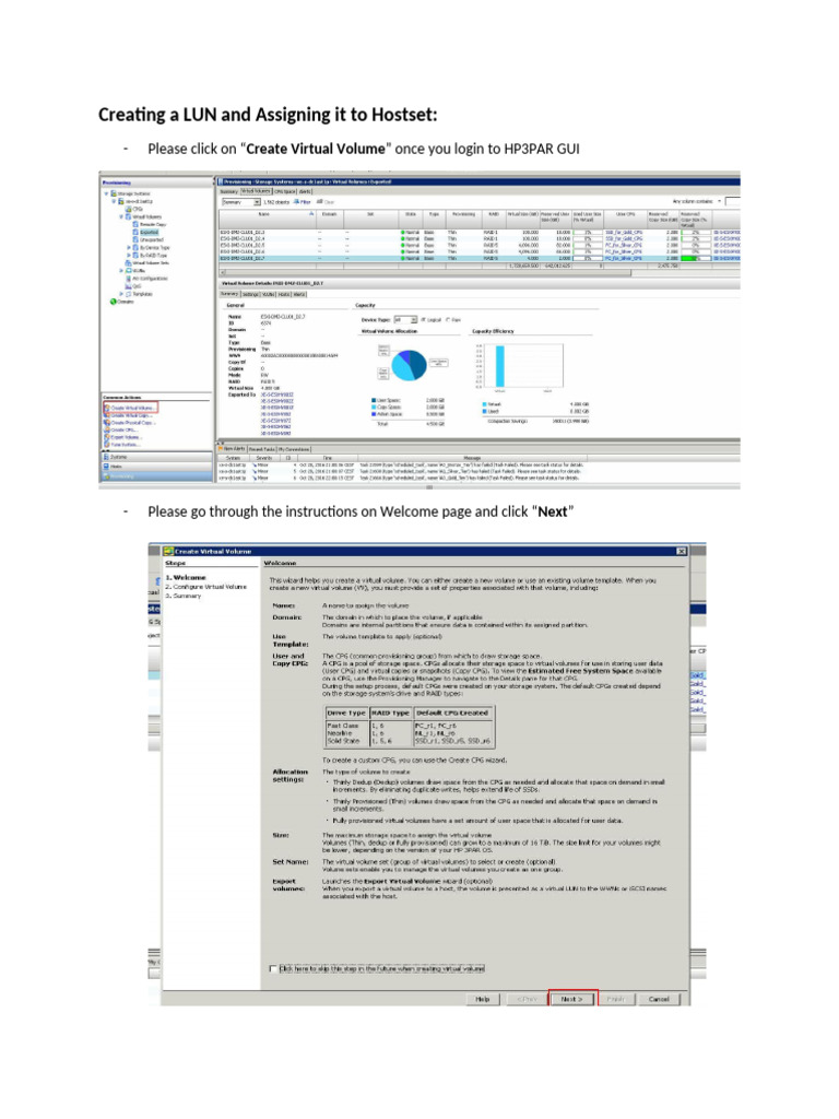 Creating A LUN and Assigning To Hostset in HP 3PAR | PDF