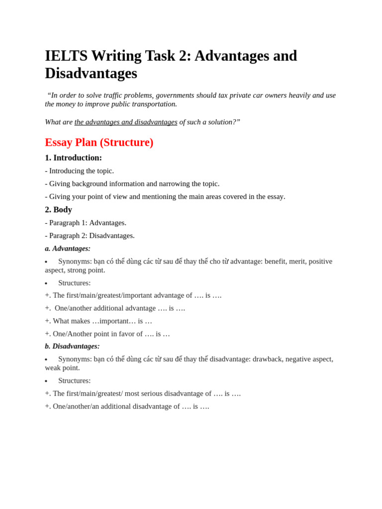 IELTS Writing Task 2 Advantages and Disadvantages-HÀ G I | PDF | Taxes | Public Transport