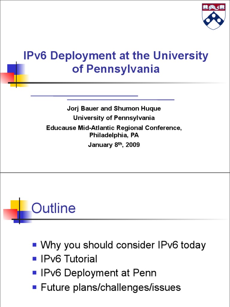 Ipv6 Deployment at The University of Pennsylvania | PDF | I Pv6 | Computer Standards